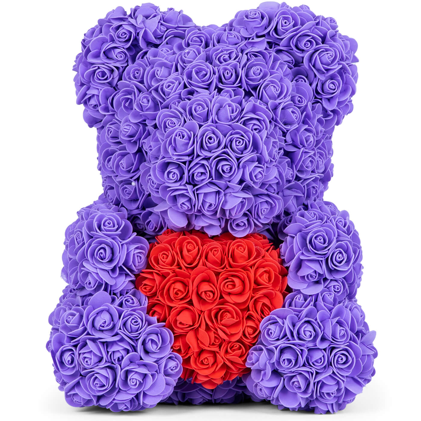 Purple Rose Bear With Red Heart 40cm