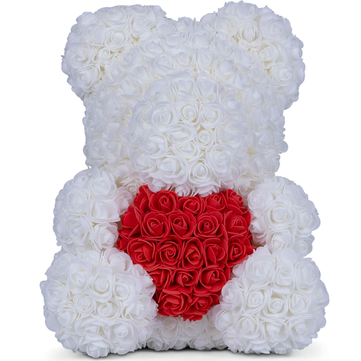 White Rose Bear With Red Heart 40cm